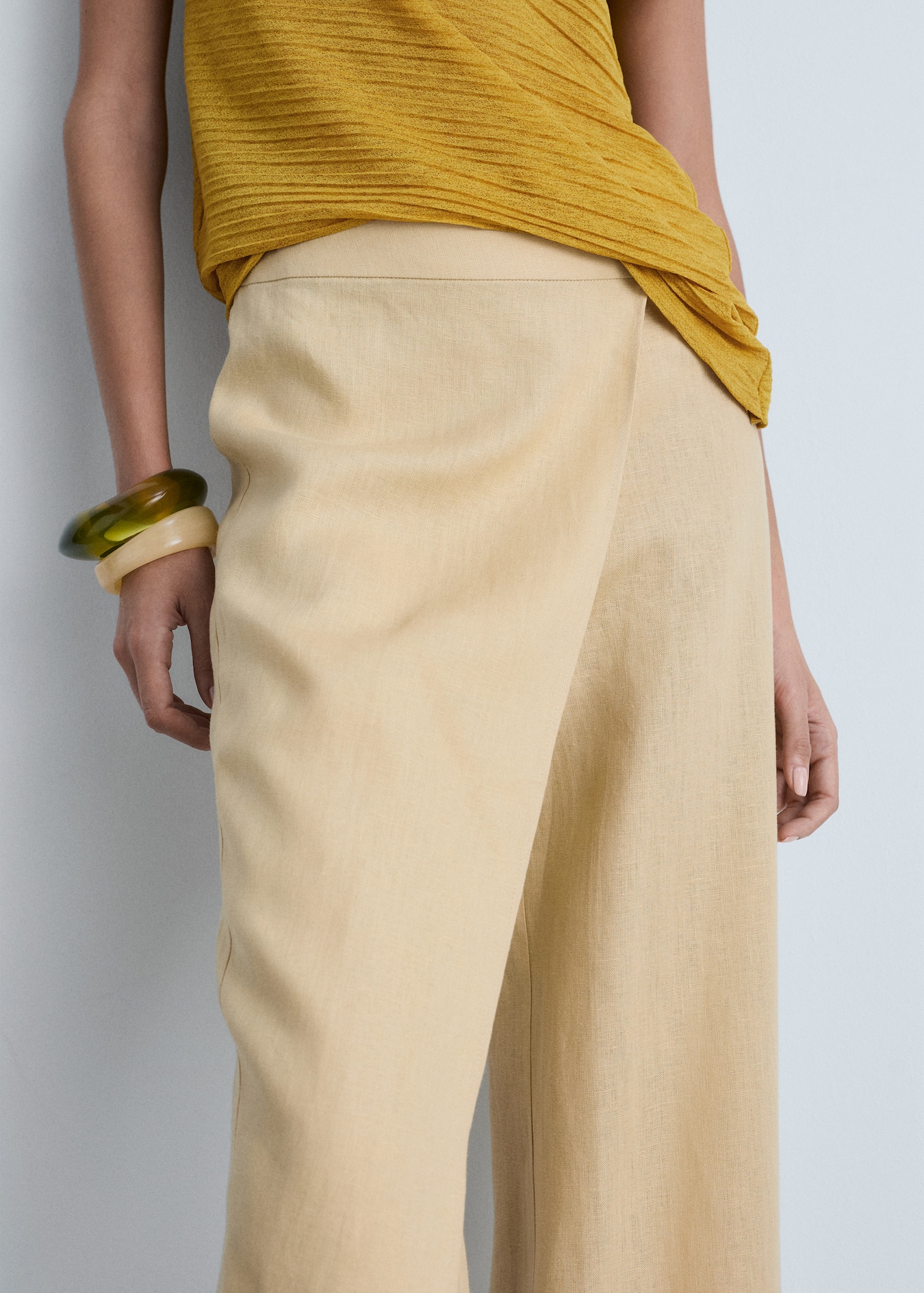 Linen Crossover Pants Women Mango Usa