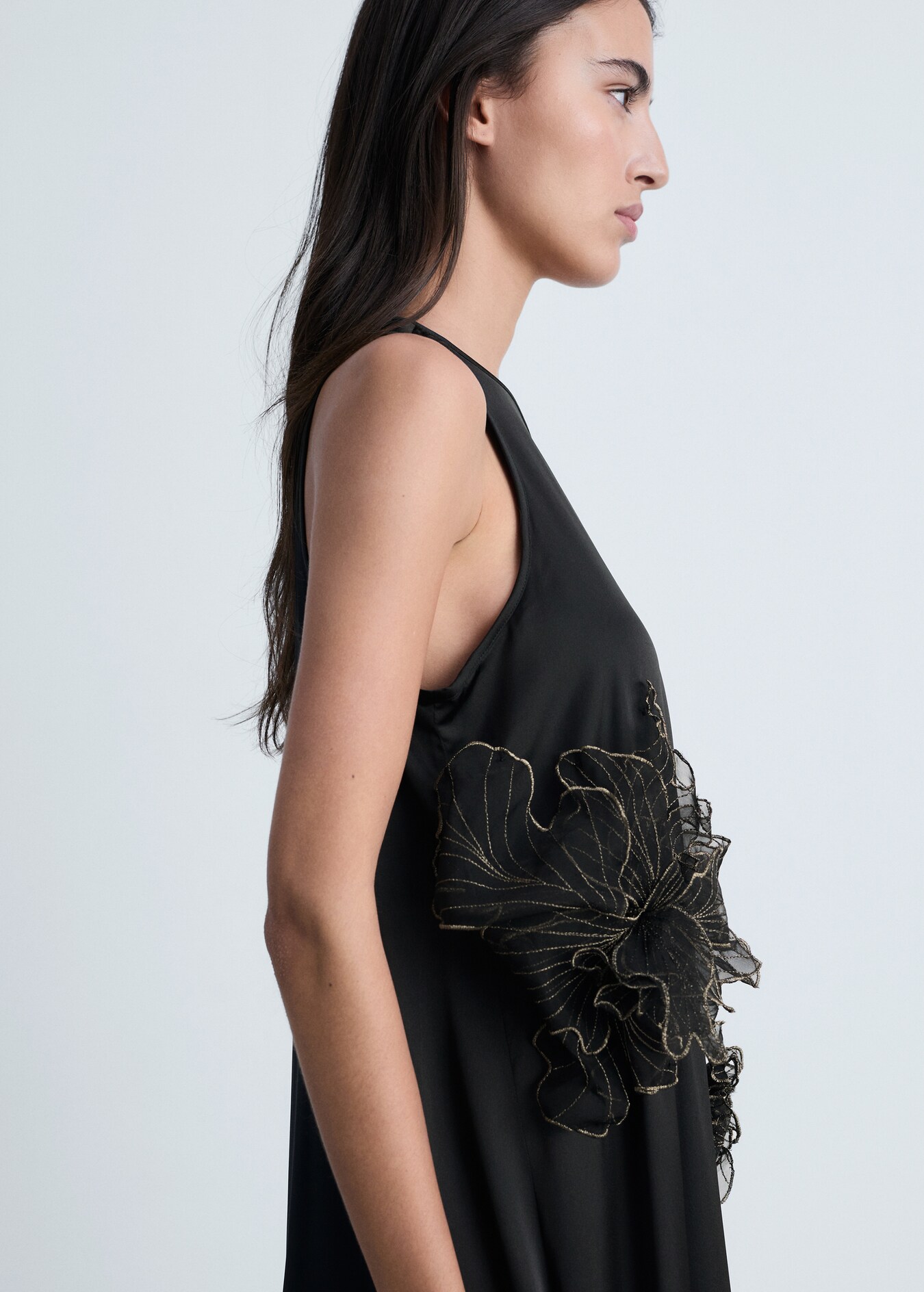 Satin maxi-flower dress - Women | MANGO USA