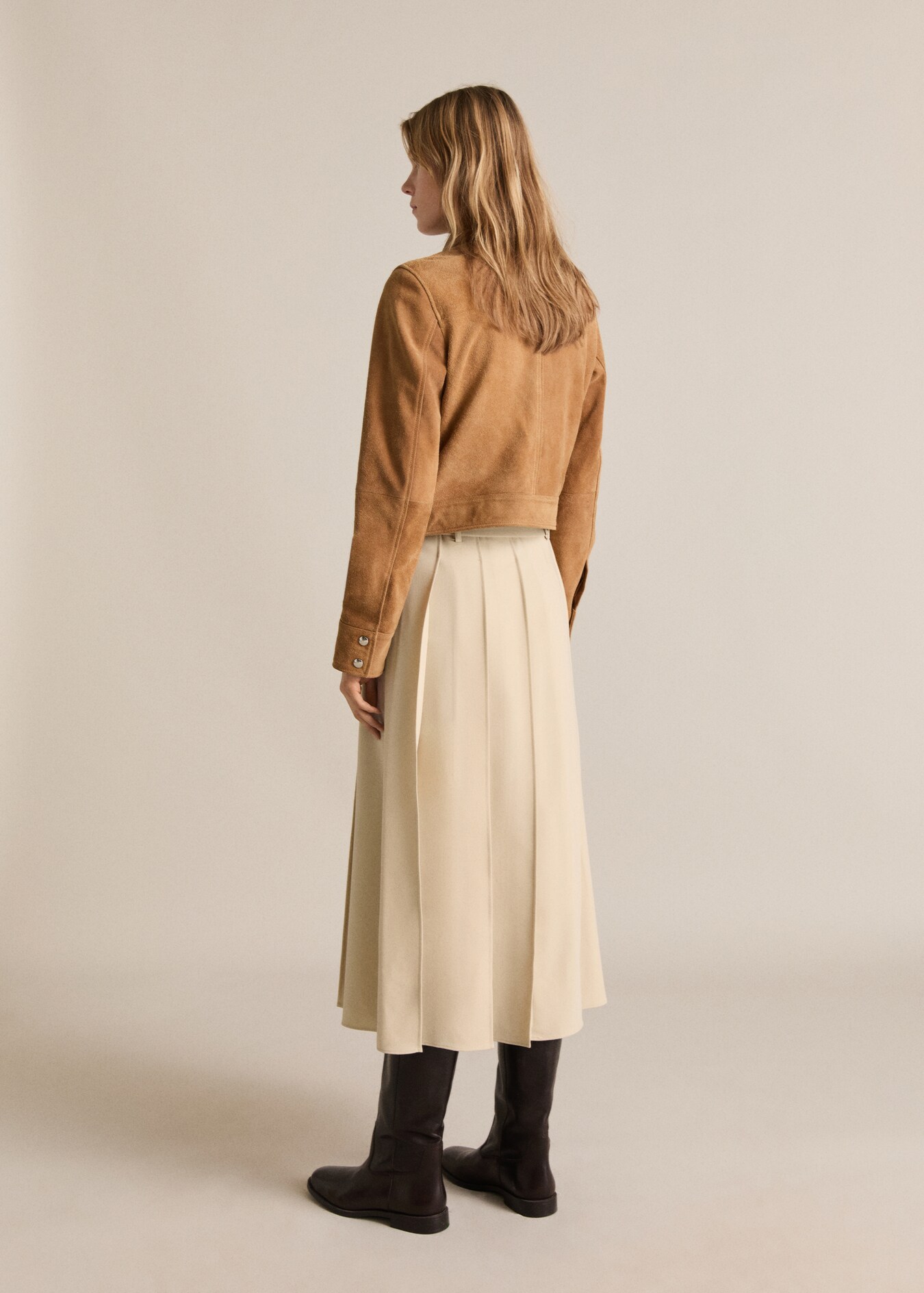 Chaqueta piel ante - Mujer | MANGO España (Península y Baleares)