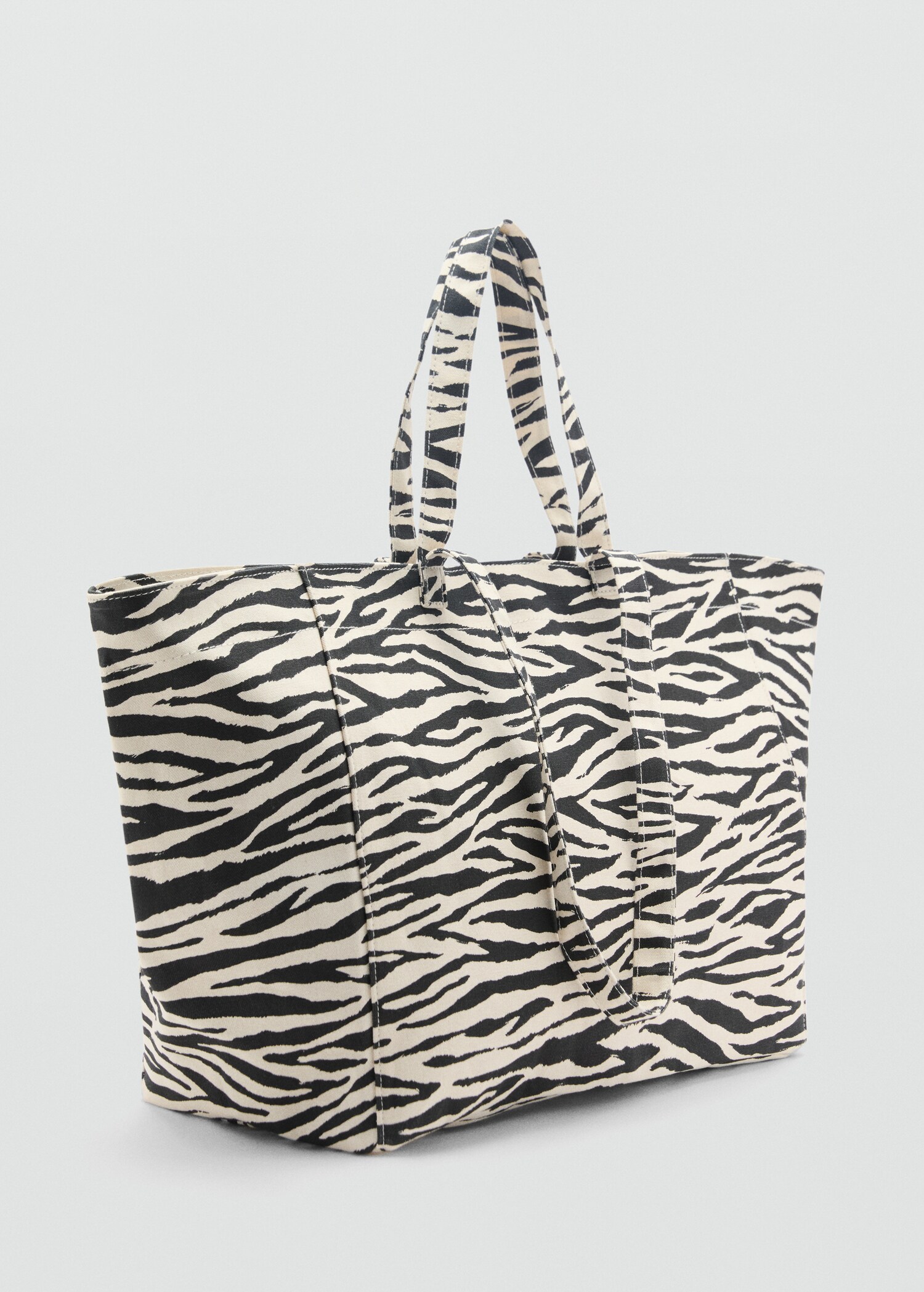 Zebra-print cotton shopper bag - Women | MANGO USA