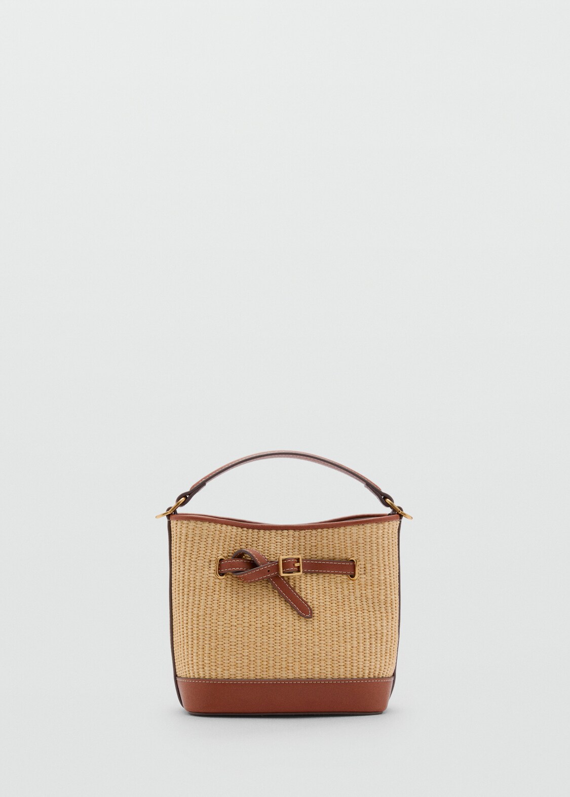 Raffia-effect bucket bag - Women | MANGO USA