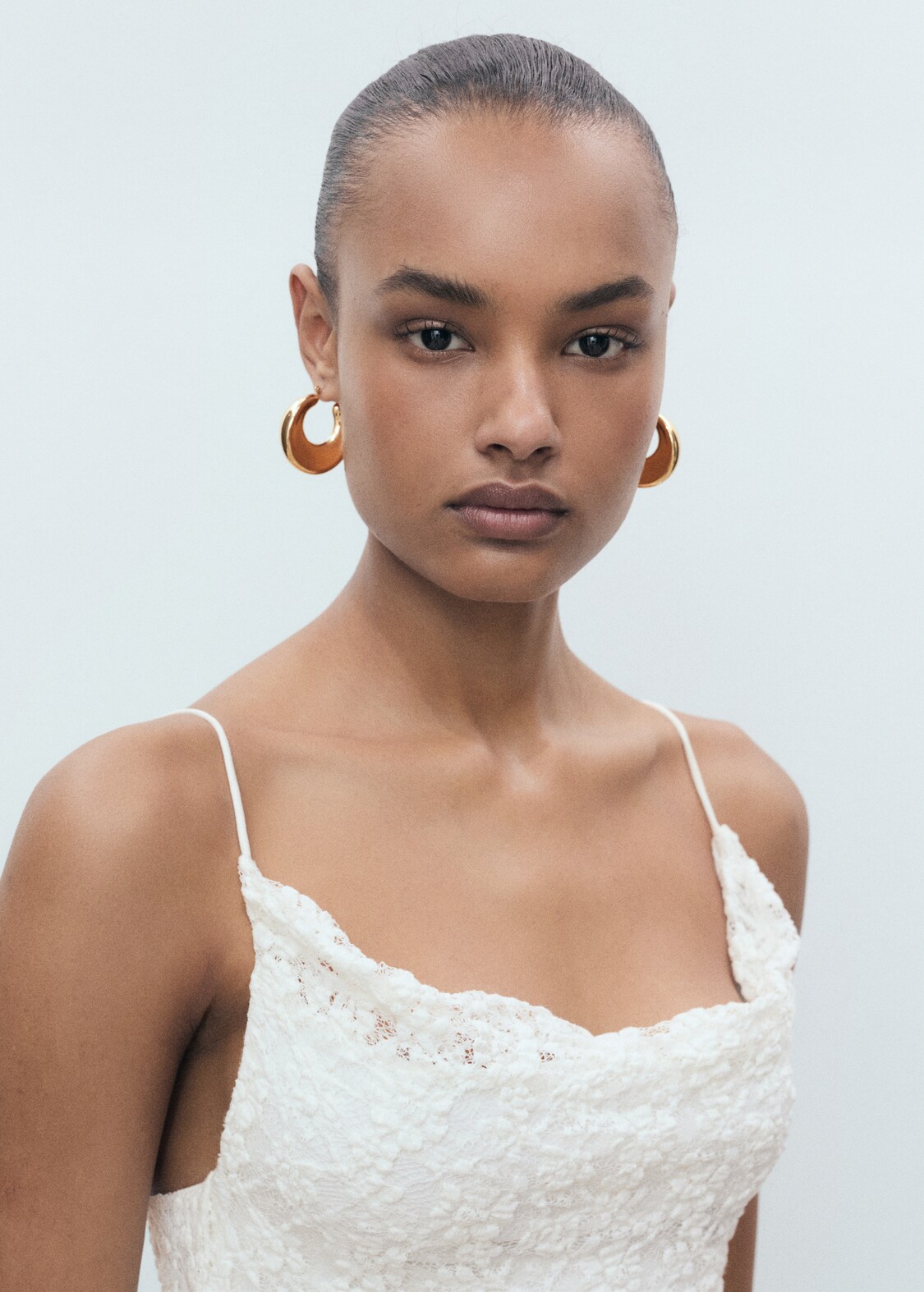 Lace dress with draped neck - Women | MANGO USA