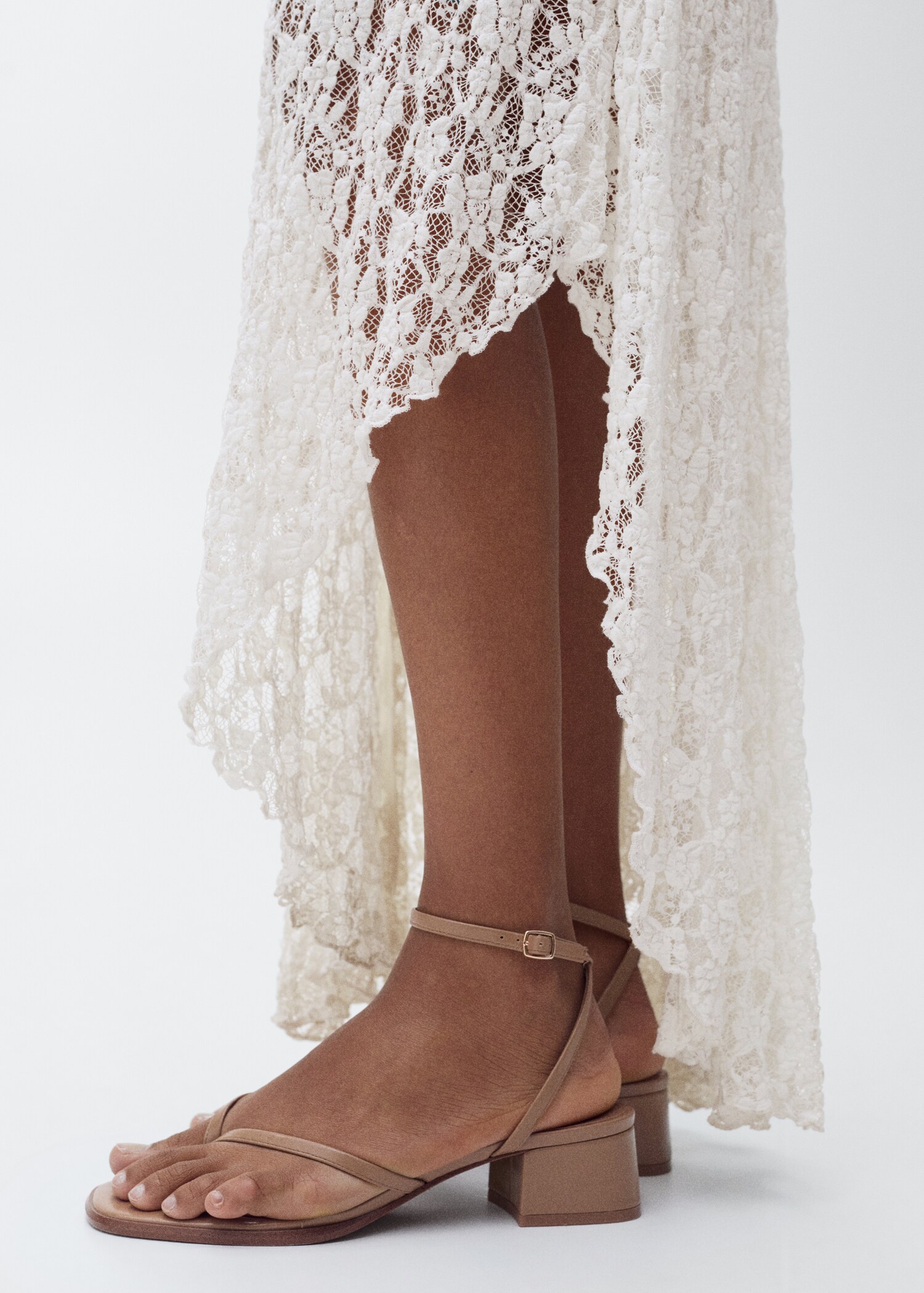 Lace dress with draped neck - Women | MANGO USA