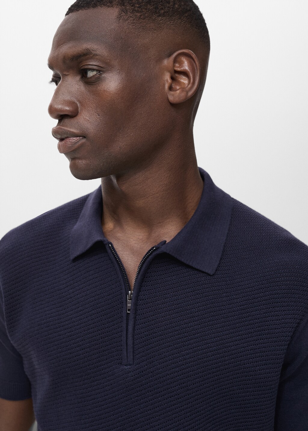 Openwork knitted polo shirt with zipper - Men | MANGO USA Openwork knitted polo shirt with zipper - Men | MANGO USA