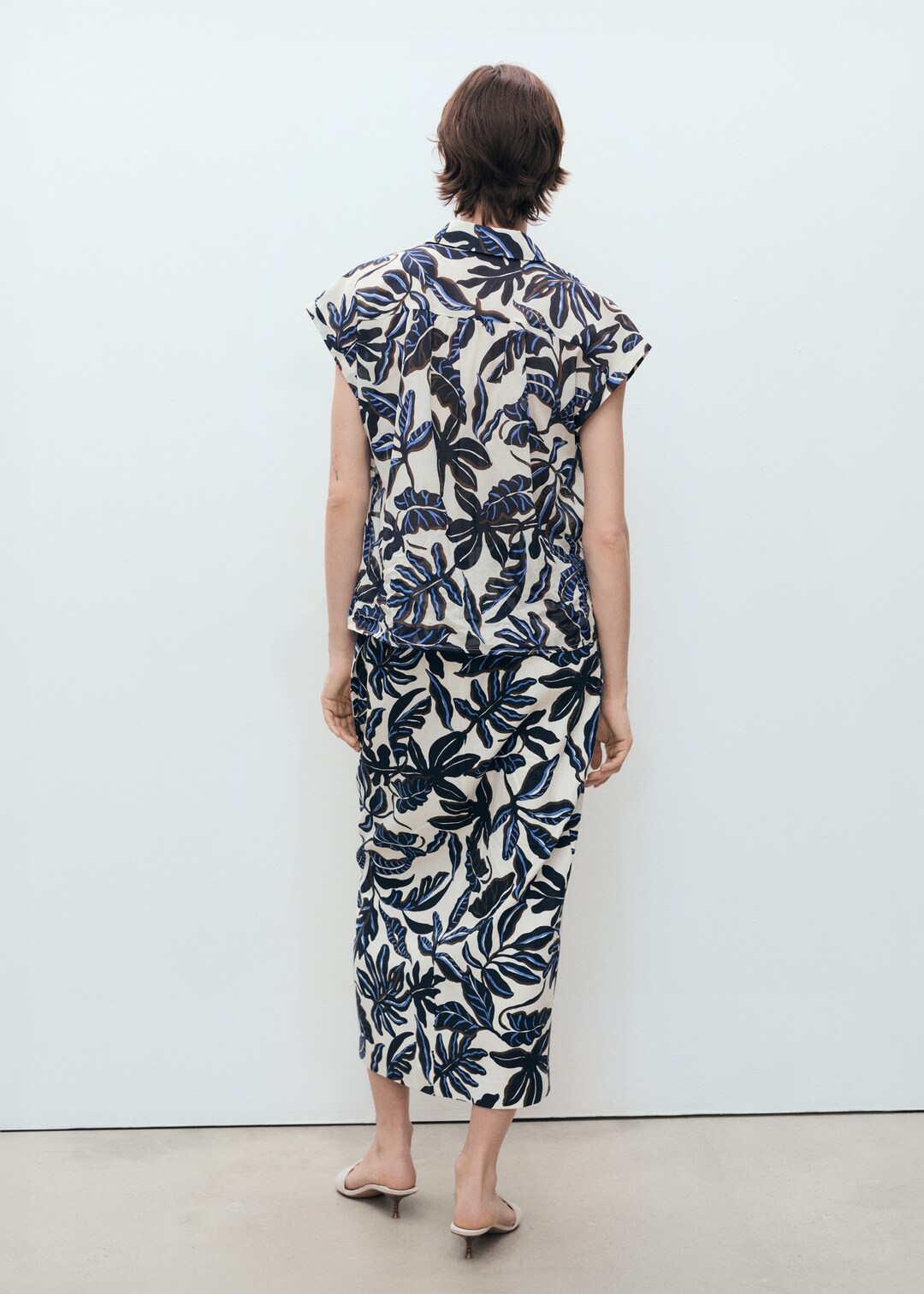 Printed cotton shirt with short sleeves - Women | MANGO USA