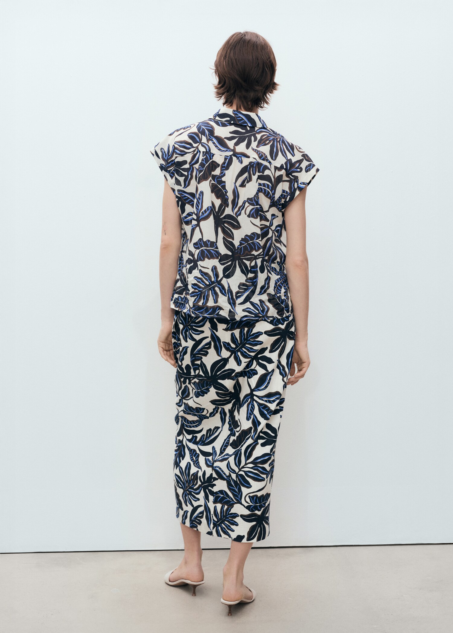 Printed cotton shirt with short sleeves - Women | MANGO USA