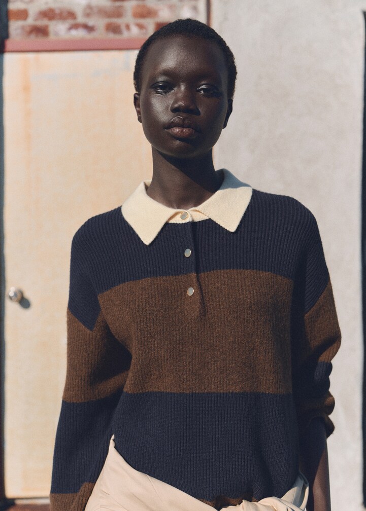 Striped Polo Neck Sweater Women Mango United Kingdom