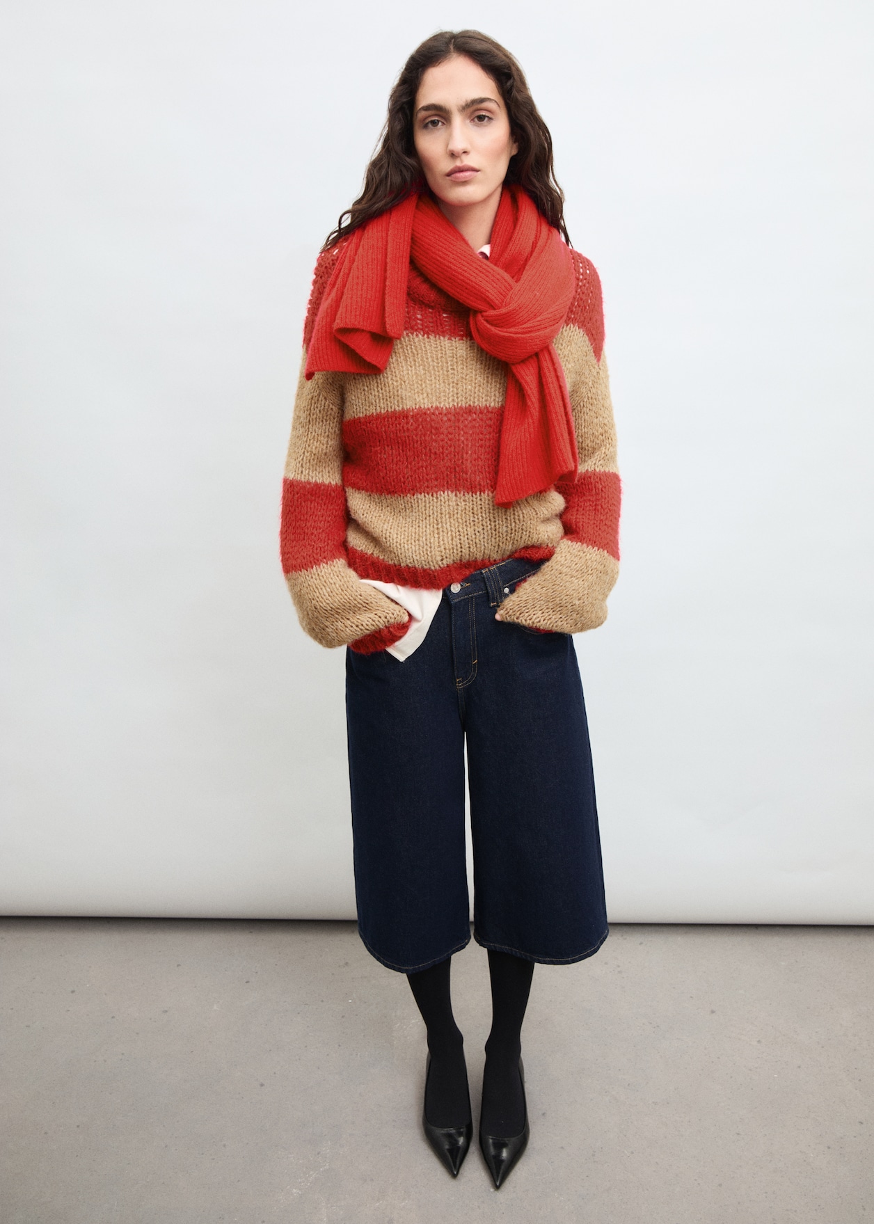 Chunky Knit Striped Sweater Women Mango Usa