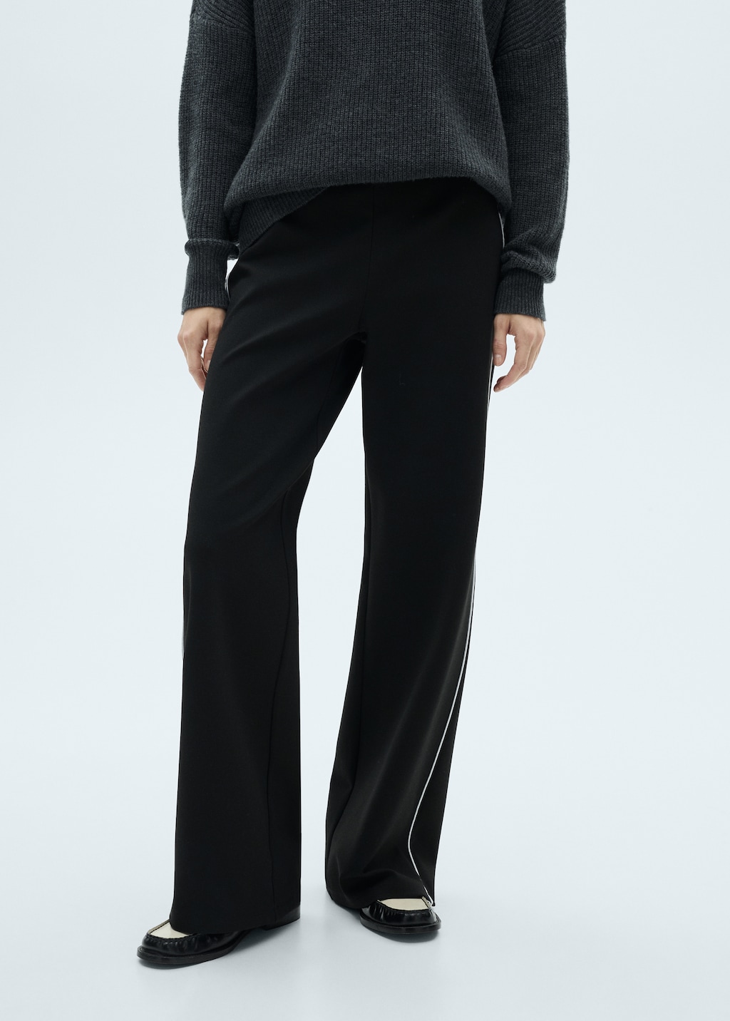 Knitted Trousers With Contrasting Stripes Women Mng Australia