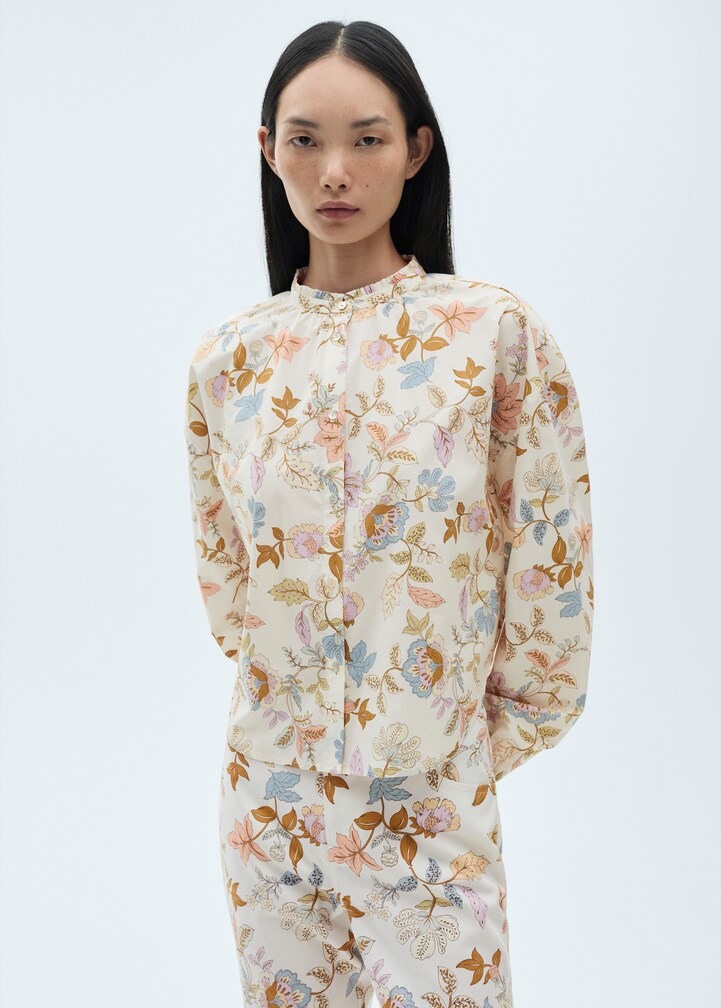 Floral-print cotton blouse - Women | MANGO USA