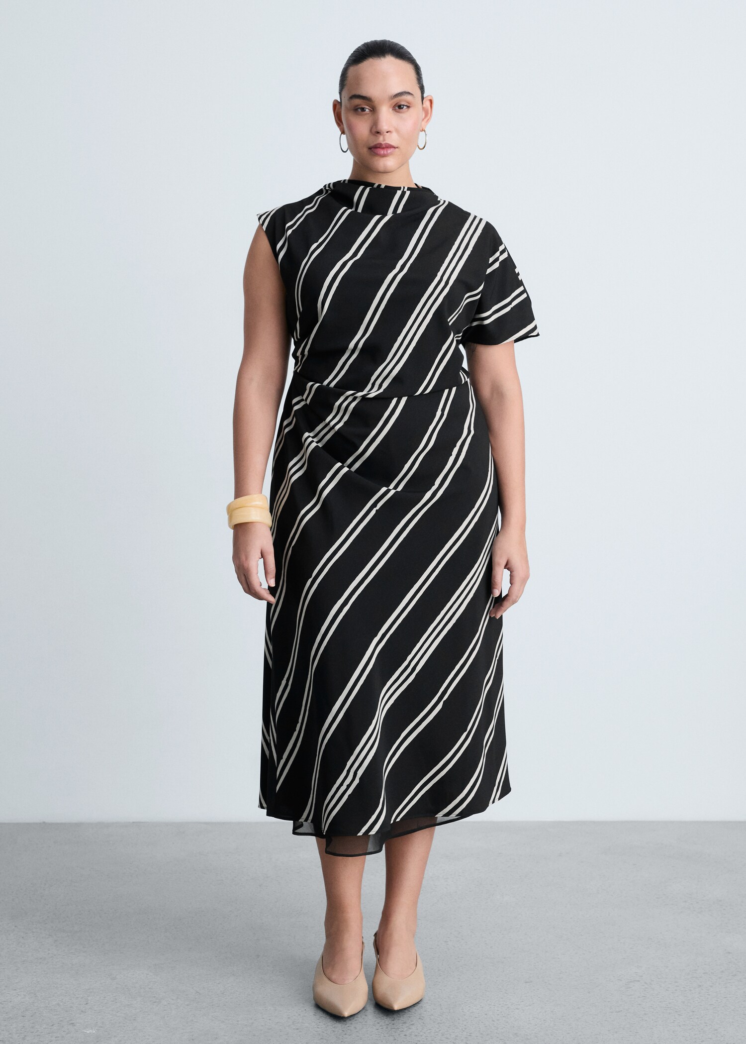 Stripe-print midi-dress - Women | MANGO United Kingdom