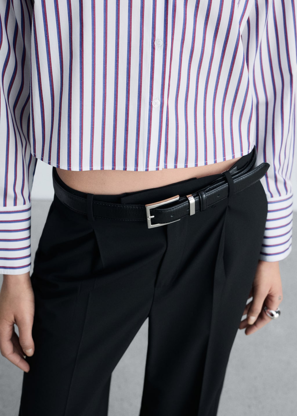 Striped cropped shirt - Women | MANGO USA Striped cropped shirt - Women | MANGO USA