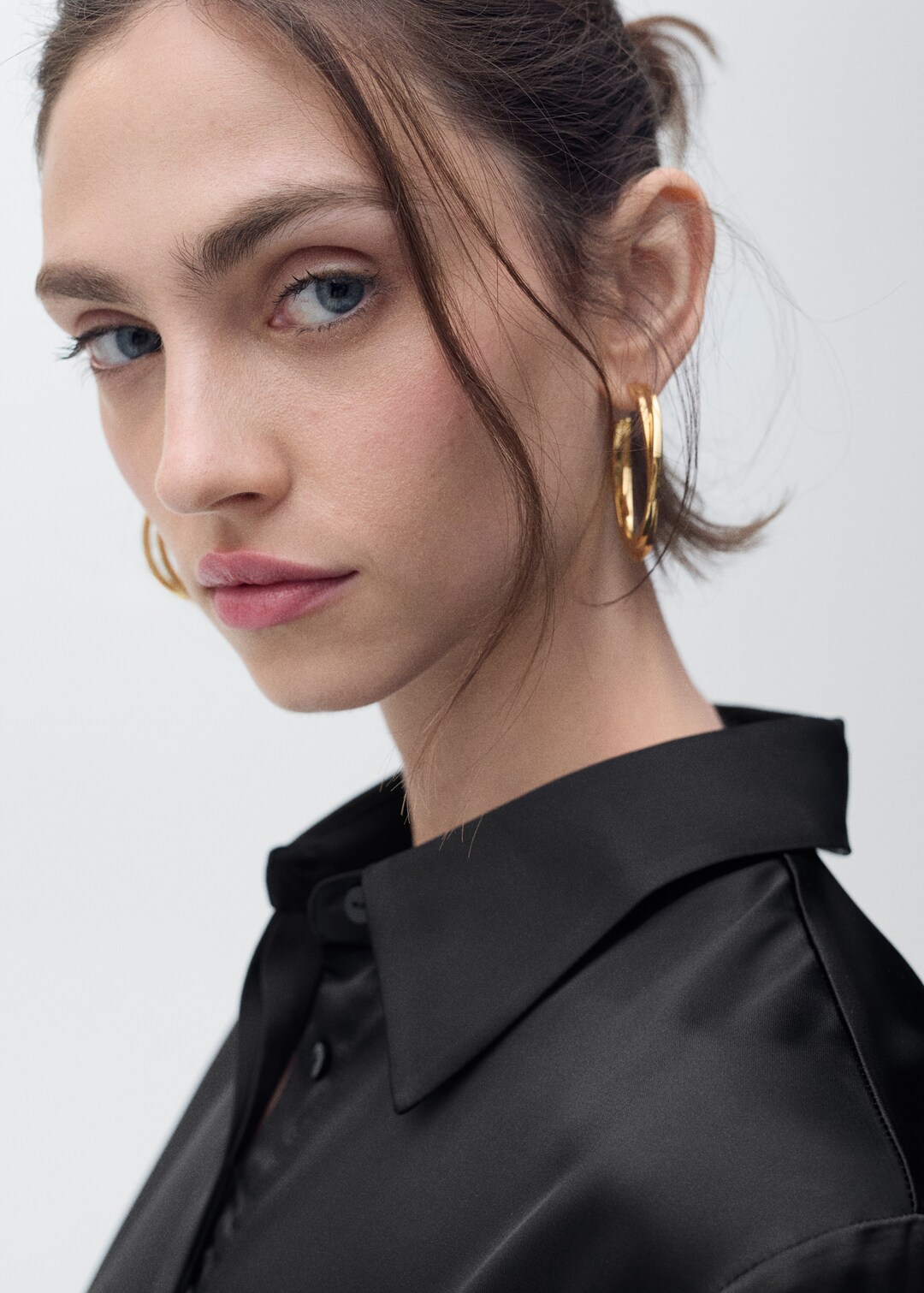 Satin shirt with hidden buttons - Women | MANGO USA