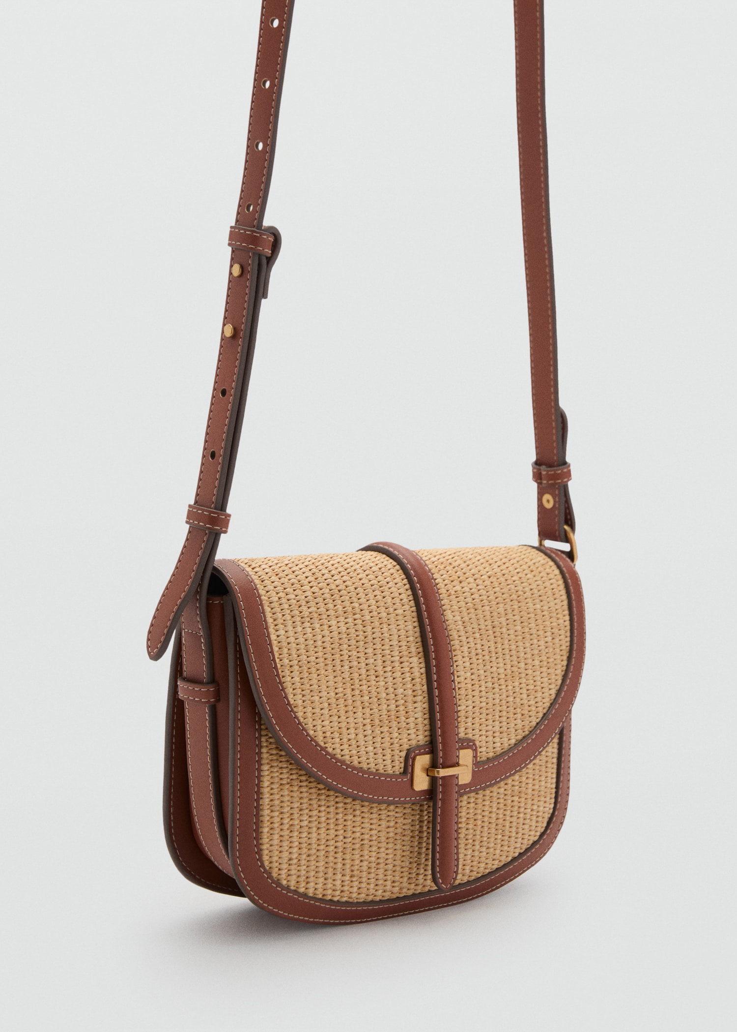 Raffia-effect shoulder bag - Women | MANGO USA