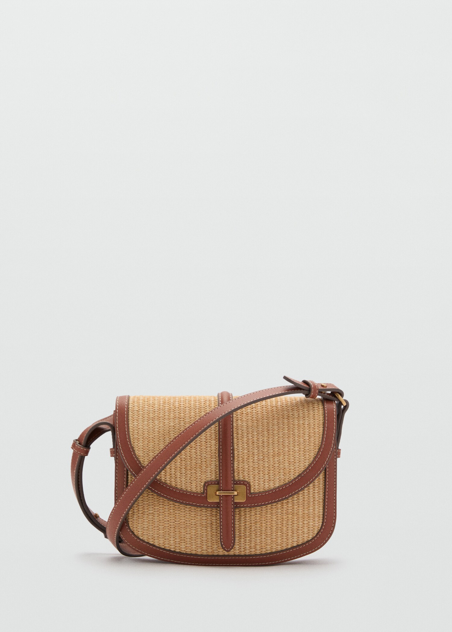 Raffia-effect shoulder bag - Women | MANGO USA