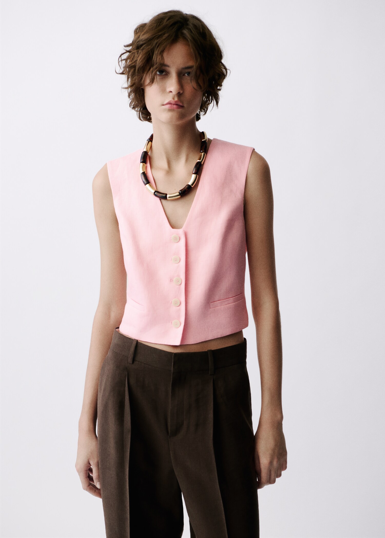 Linen suit waistcoat - Women | MANGO USA