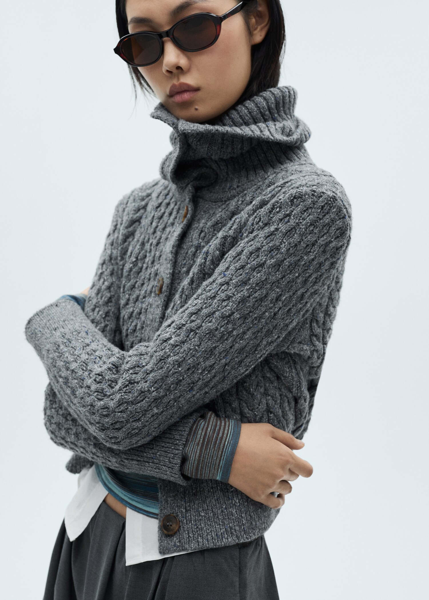 Cabled heather cardigan - Women | MANGO USA
