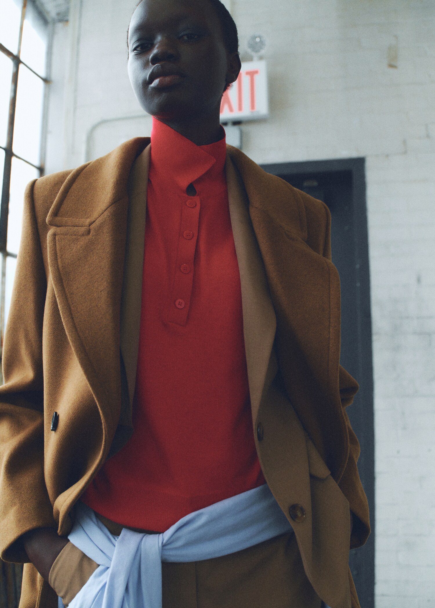 Double-breasted wool coat - Women | MANGO USA