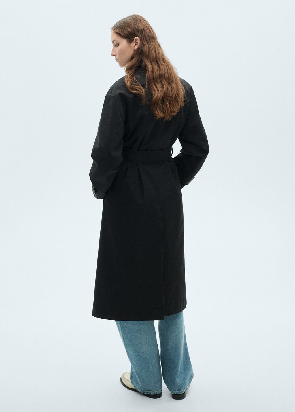 Long oversized double-breasted trench coat - Women | MANGO USA