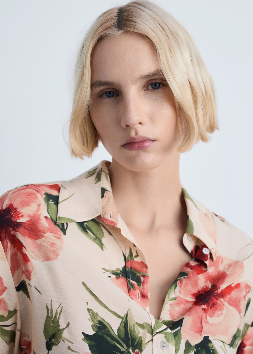 Flowy Floral Print Shirt Women Mango Usa