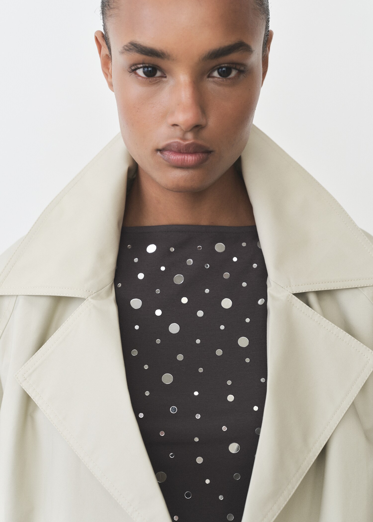 Top coton détail sequins - Femme | MANGO Tunisie