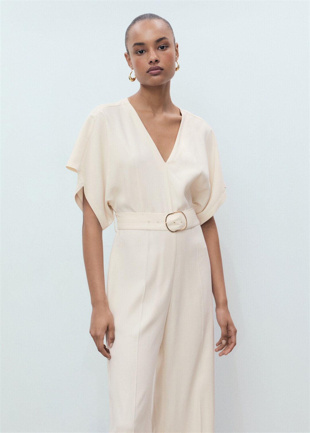 Lange jumpsuit met ceintuur met gesp - Dames | MANGO Nederland