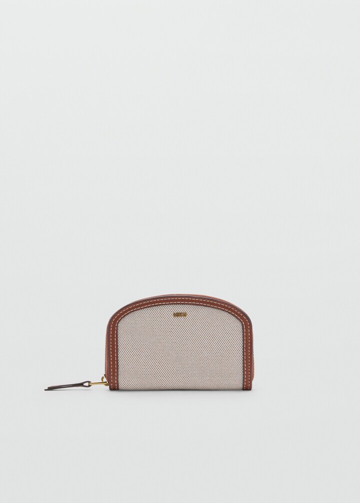 Contrasting canvas oval wallet - Women | MANGO USA