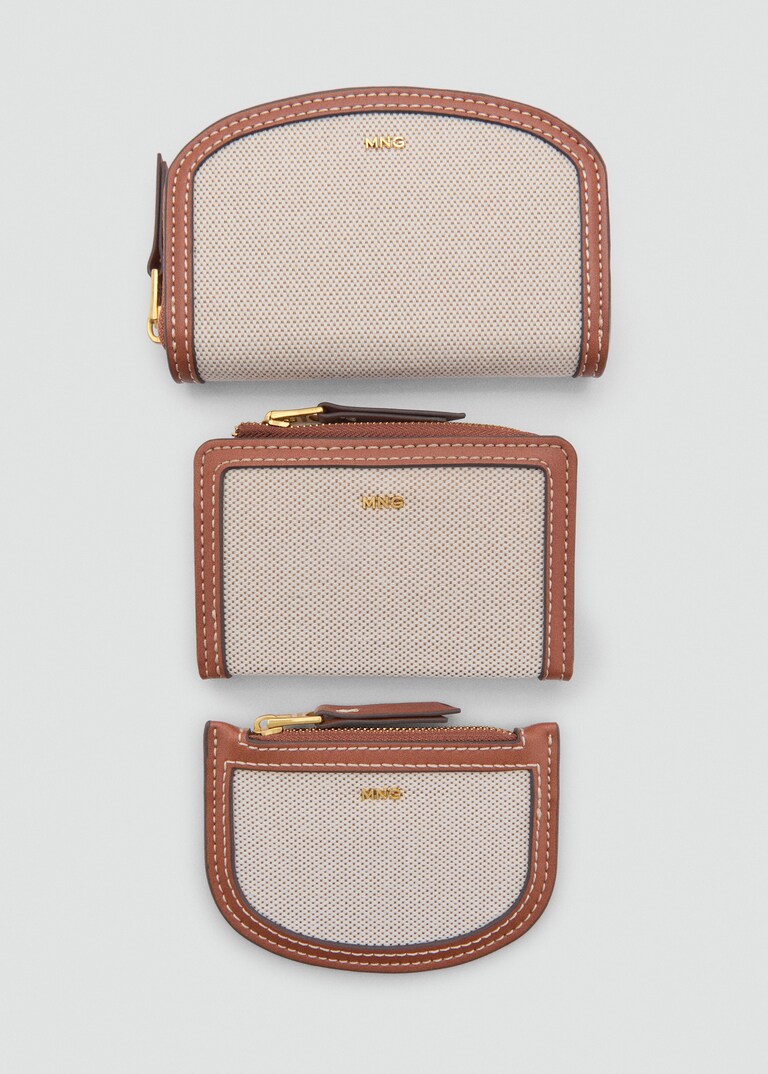 Contrasting canvas oval wallet - Women | MANGO USA