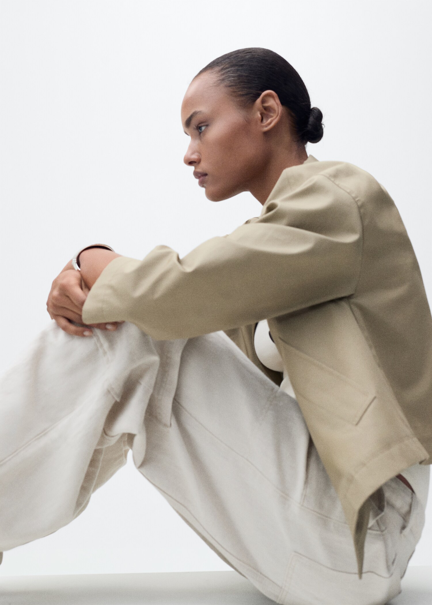 Linen cargo pants with puffed hem - Women | MANGO USA