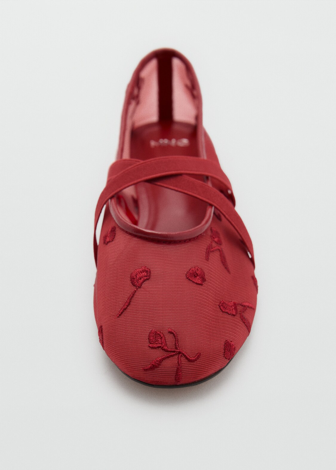 Ballet flats with cross straps with embroidered flowers - Women | MANGO USA