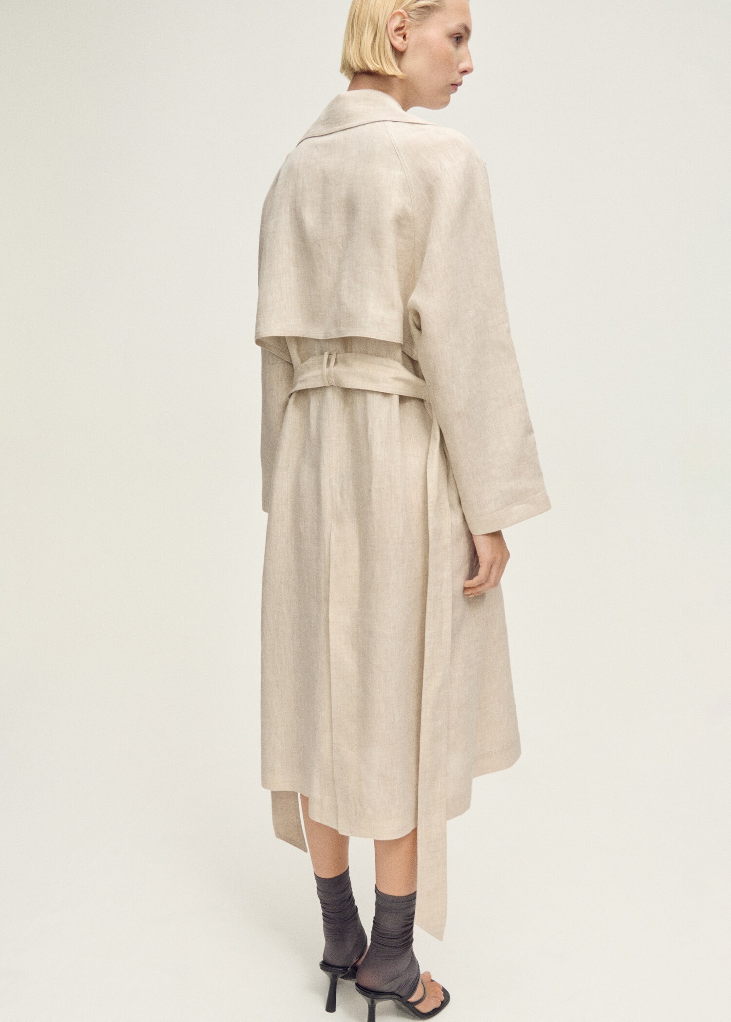 Linen trench coat with pronounced lapels - Women | MANGO United Kingdom