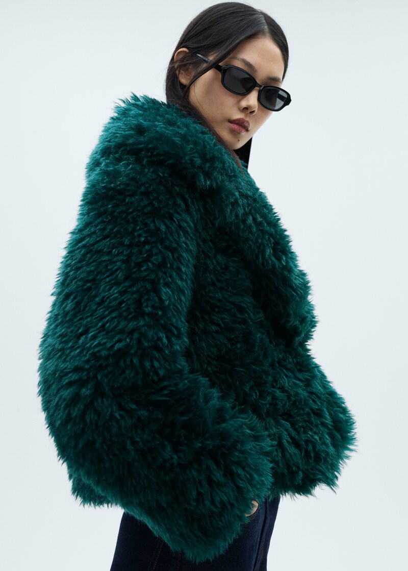 Faux fur coat with lapels - Women | MANGO USA