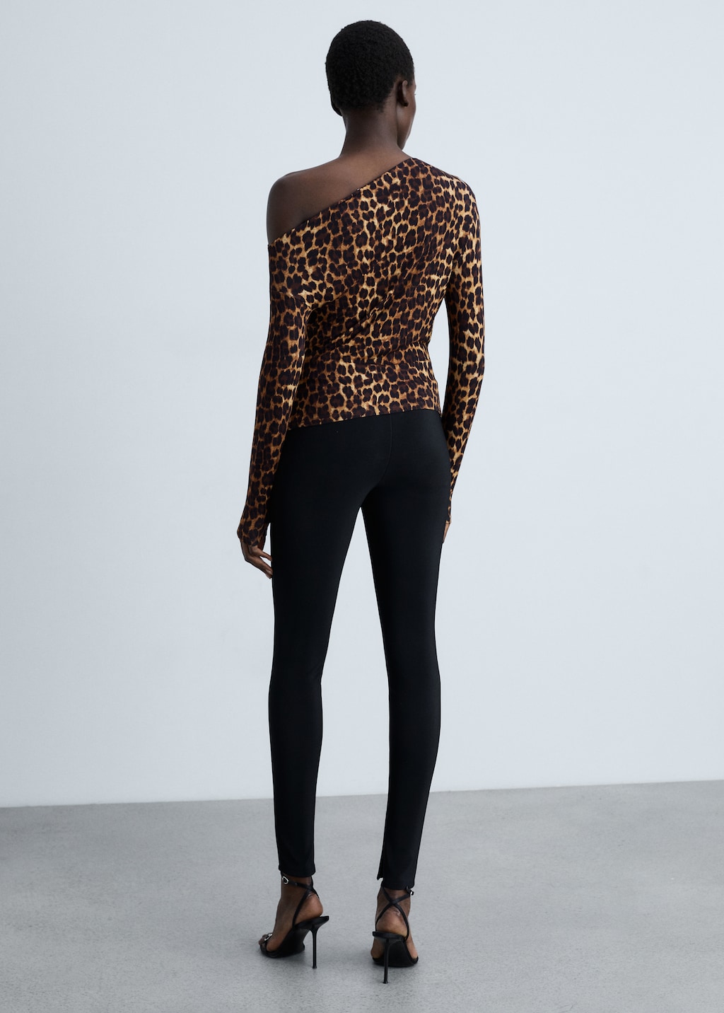 Asymmetrical neck leopard t-shirt - Women | MANGO USA Asymmetrical neck leopard t-shirt - Women | MANGO USA