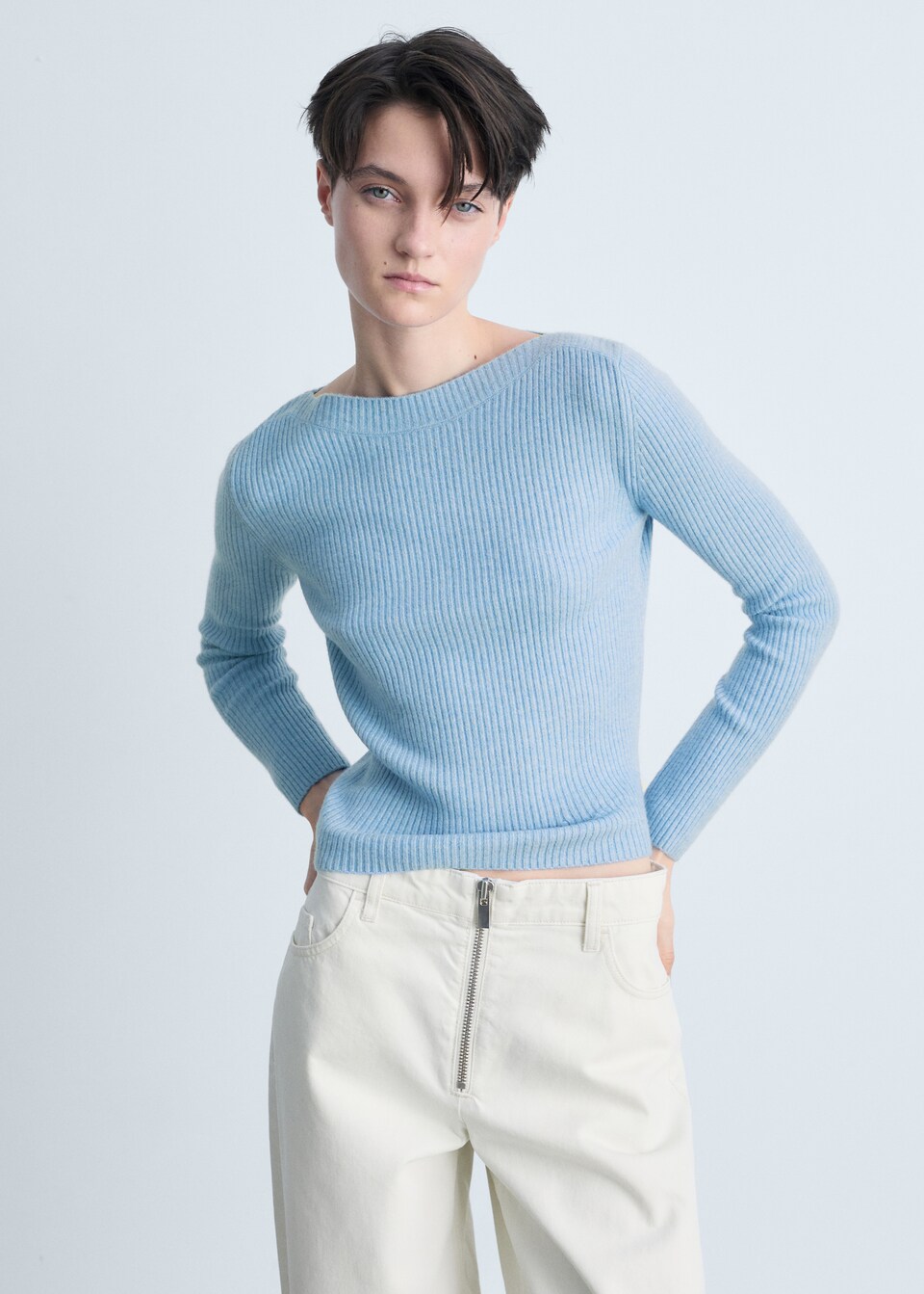 Boat neck ribbed sweater - Women | MANGO USA