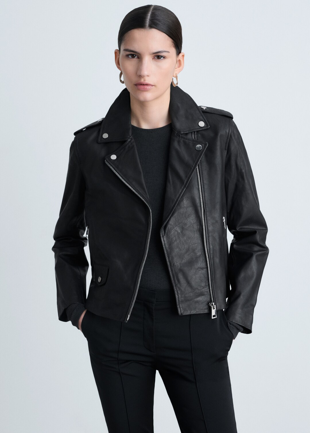 Leather biker jacket - Women | MANGO United Kingdom