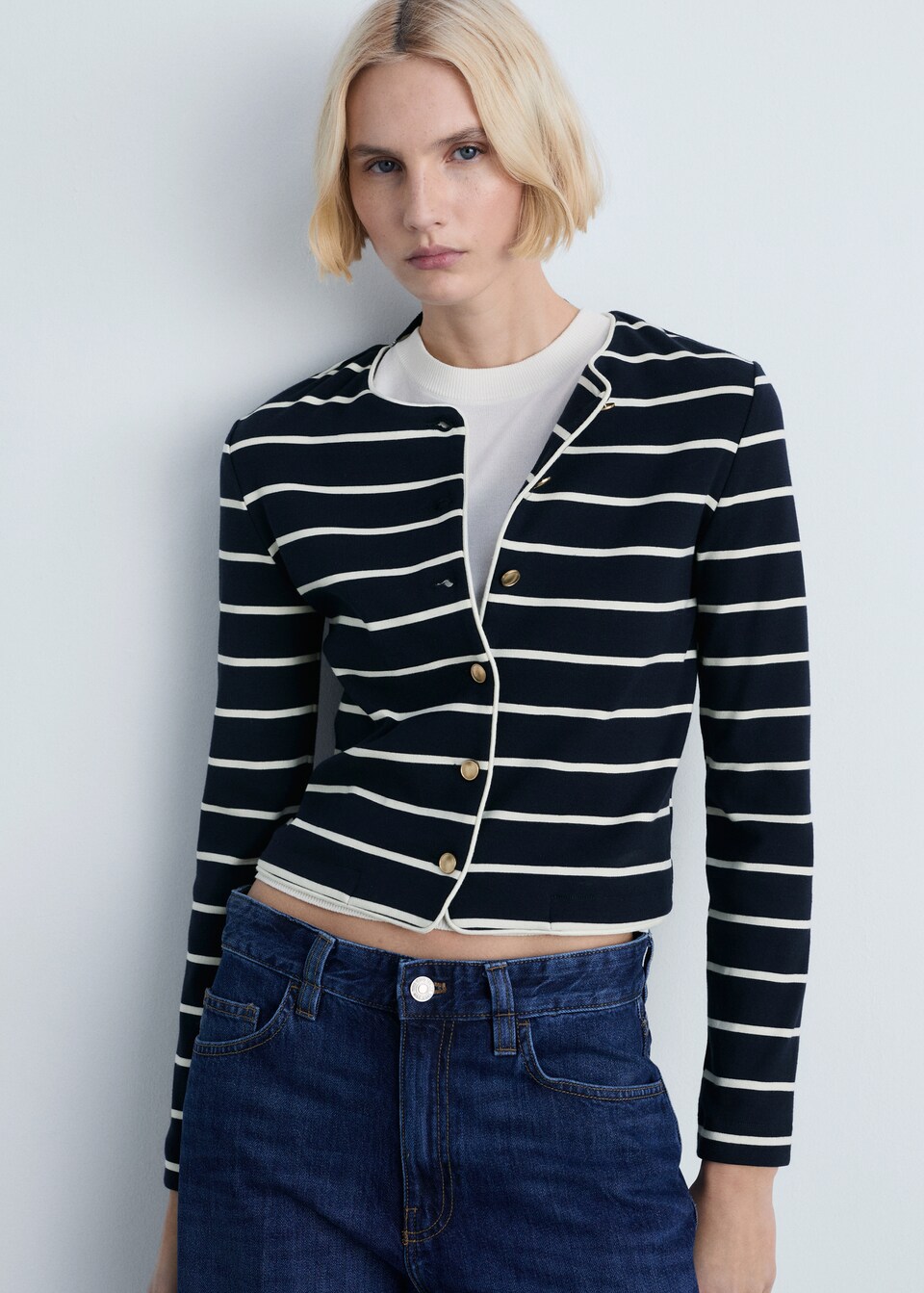 Stripped knit cardigan - Women | MANGO USA