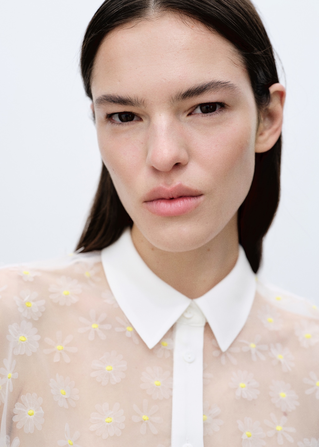 Semi-transparent floral-embroidered shirt - Women | MANGO USA Semi-transparent floral-embroidered shirt - Women | MANGO USA