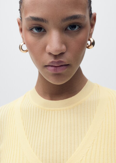 V-neck rib-knit cardigan - Women | MANGO United Kingdom