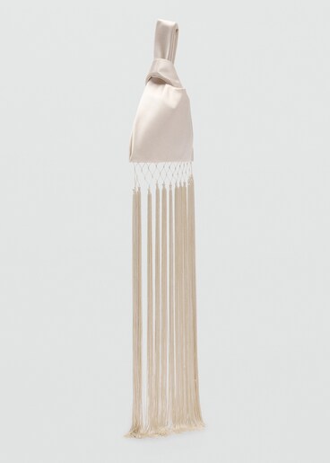 Satin handbag with fringed trim - Women | MANGO USA