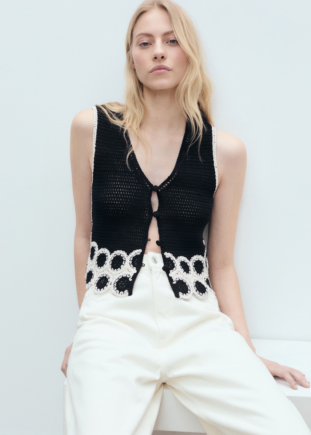 Circular-print crochet vest - Women | MANGO USA Circular-print crochet vest - Women | MANGO USA