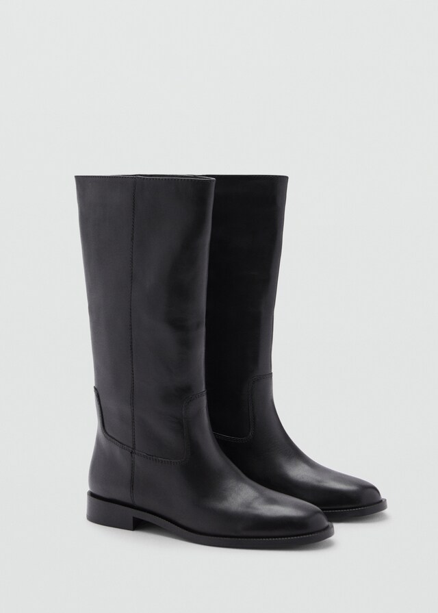 Knee-high leather boots - Women | MANGO USA