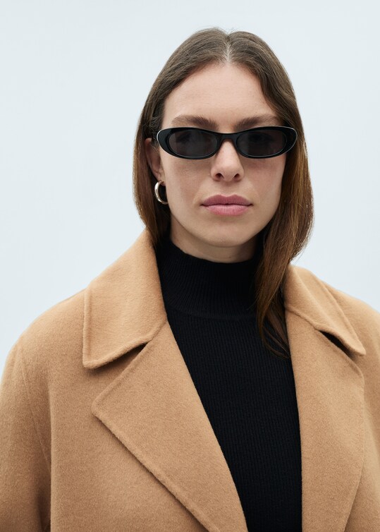 Kemerli el yapımı palto - Kadın | MANGO Türkiye