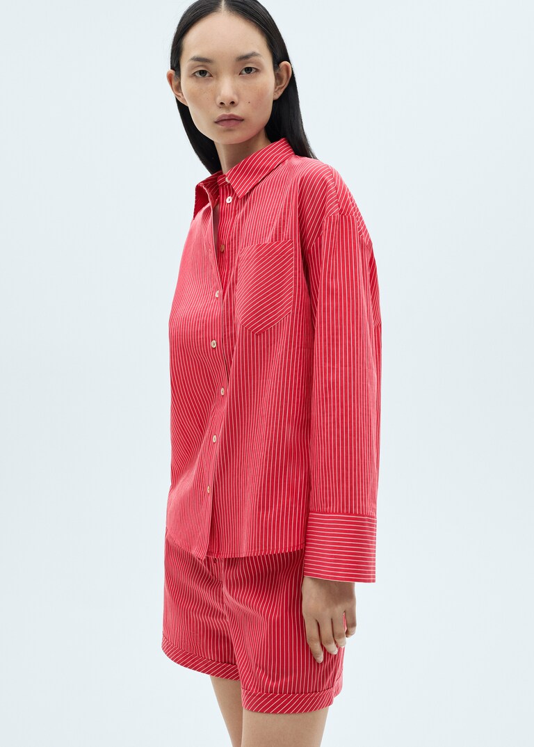 Striped Cotton Blend Shirt Women Mango United Kingdom