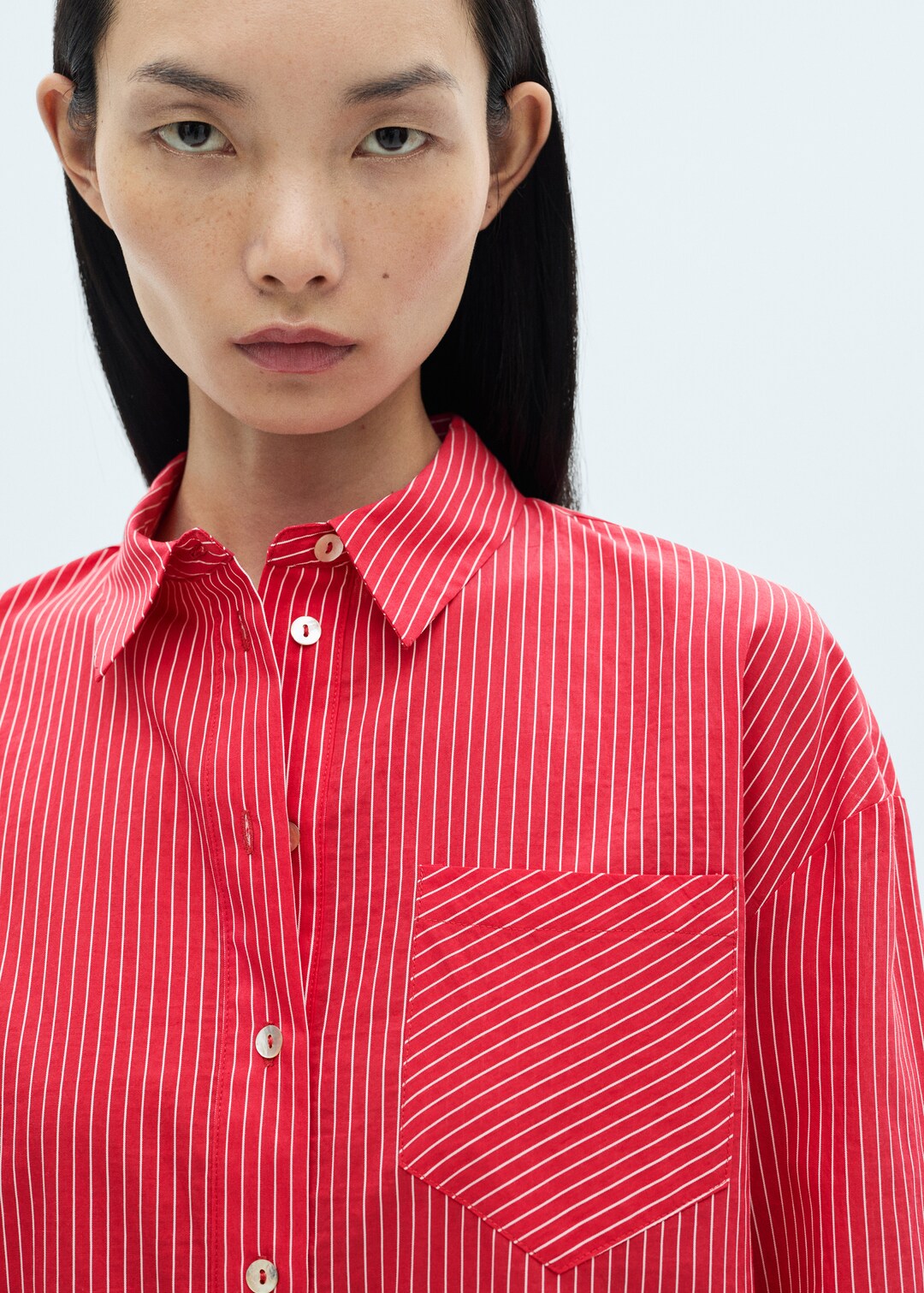 Striped cotton-blend shirt - Women | MANGO United Kingdom