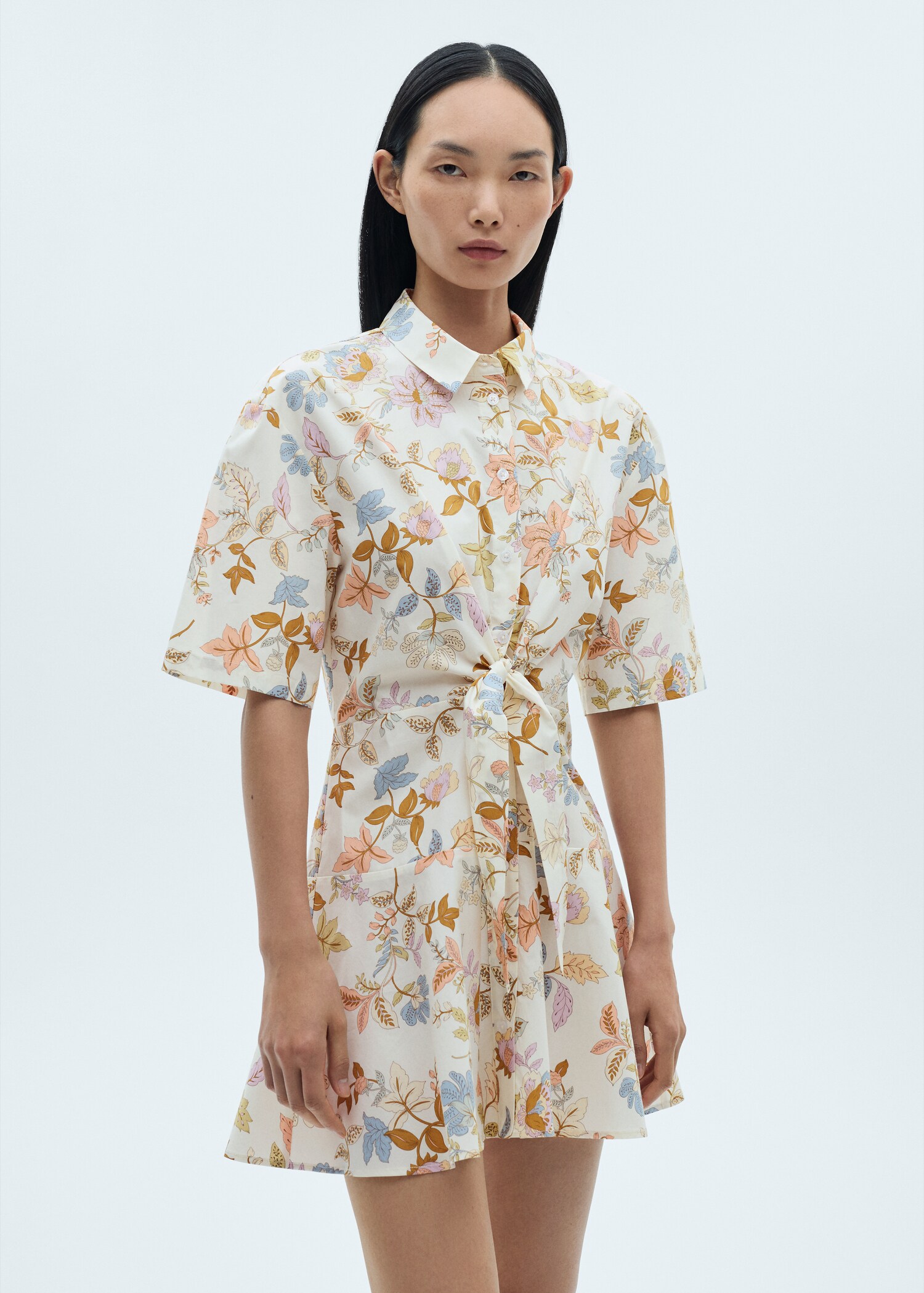 Floral-print dress with knot - Women | MANGO USA