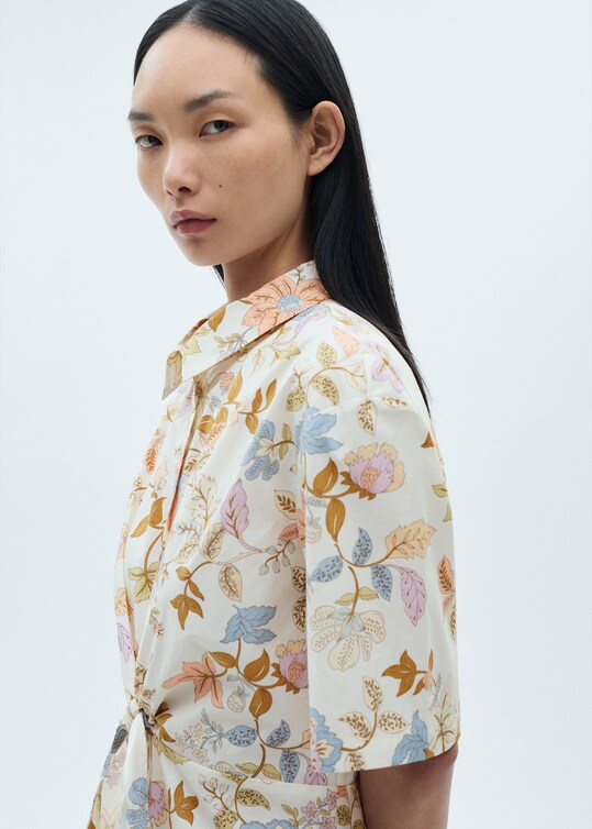 Floral-print dress with knot - Women | MANGO USA