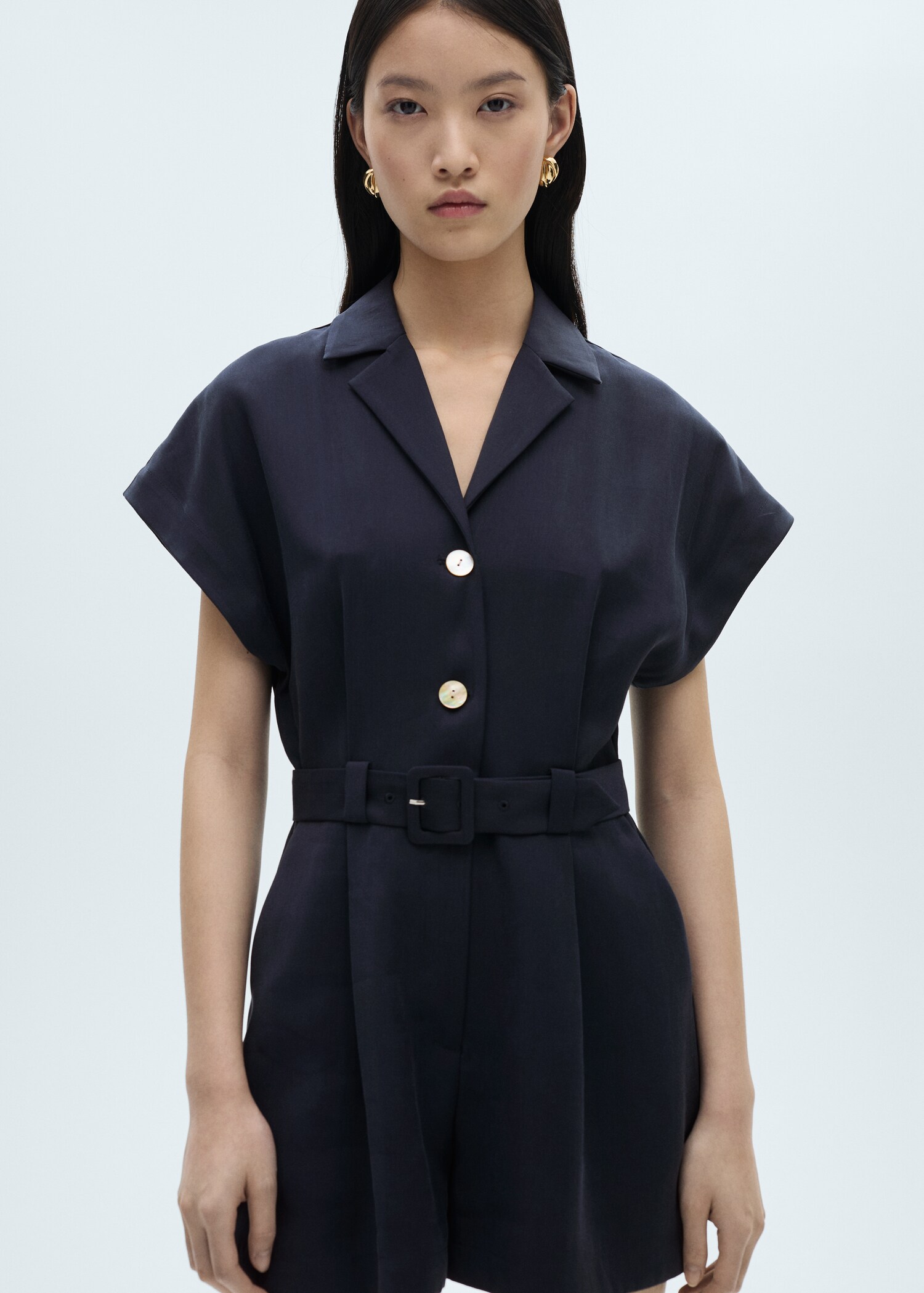 Belt Short Jumpsuit Women Mango Usa
