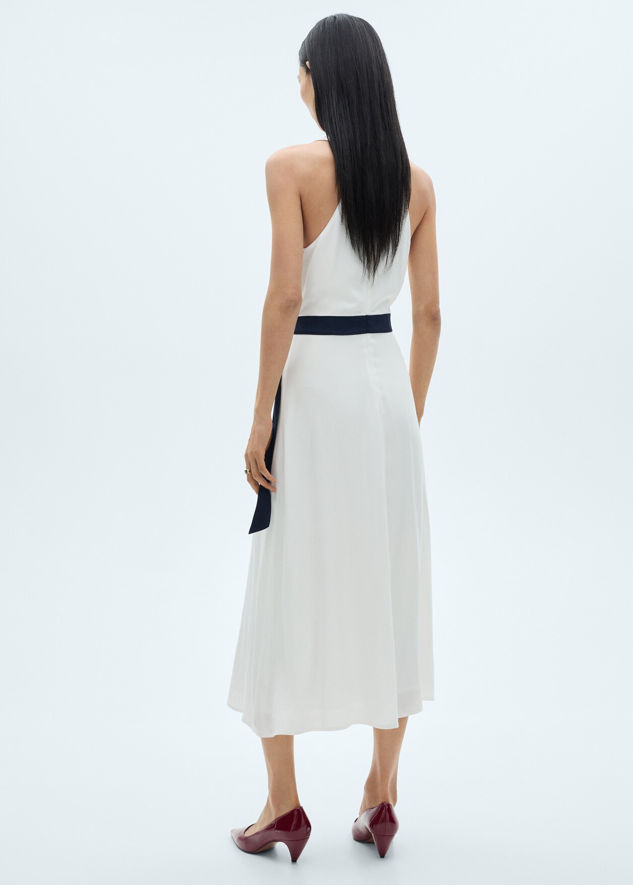 Contrast belt dress - Women | MANGO USA
