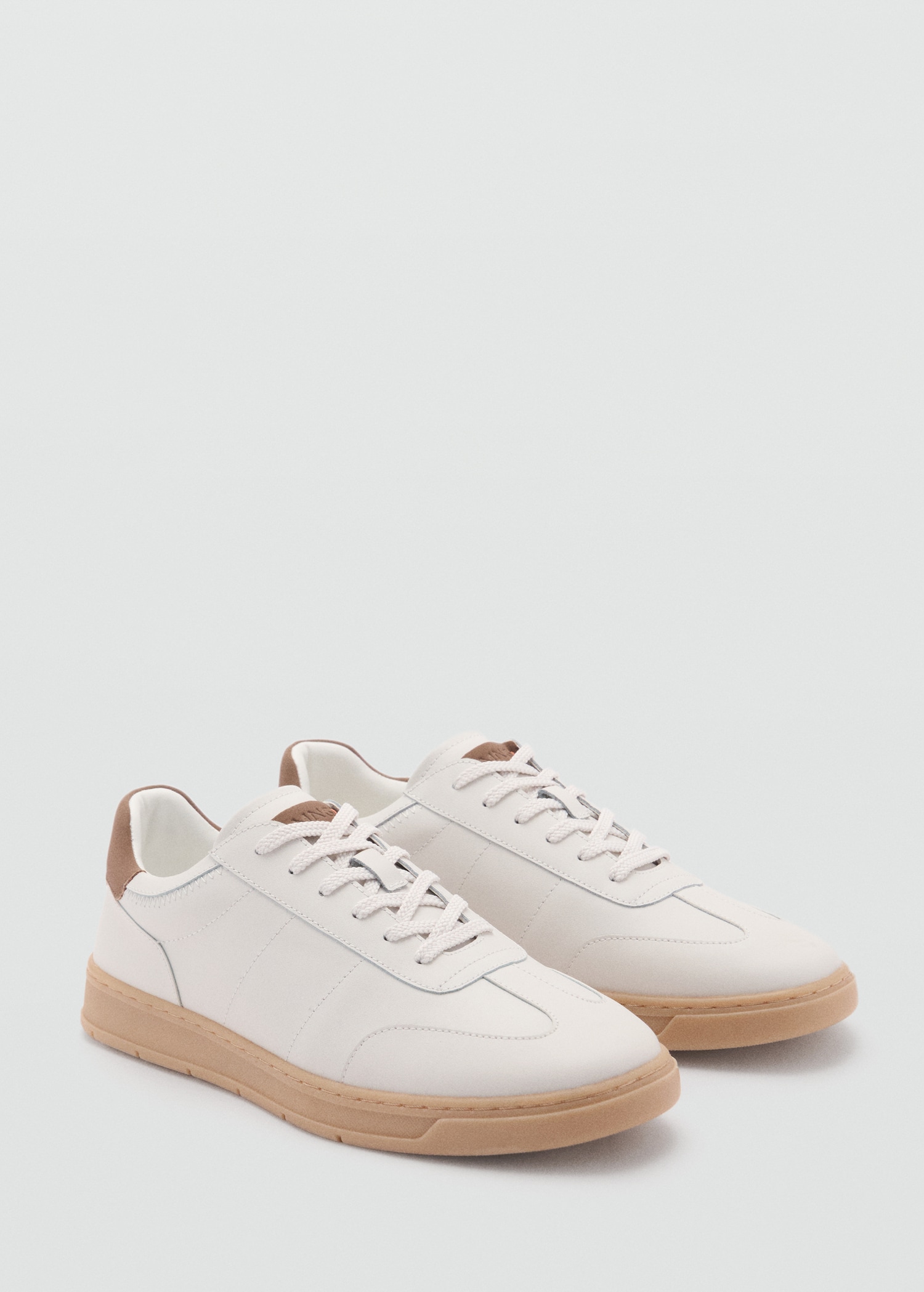 Contrasting panel leather sneakers - Men | MANGO USA
