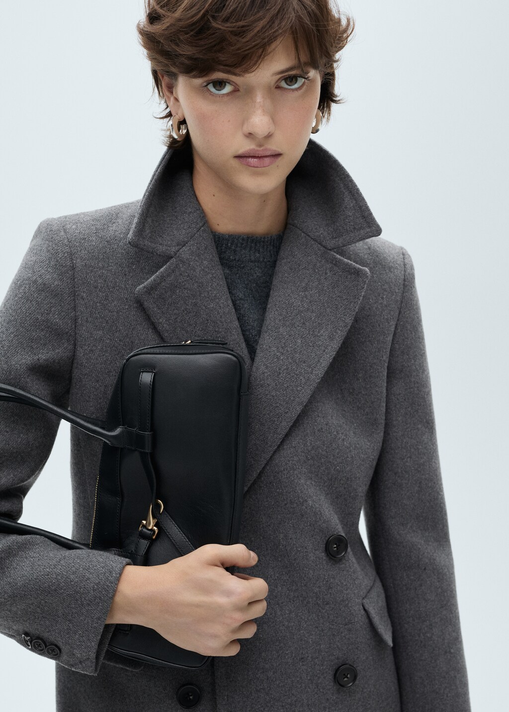 Çift düğmeli yün midi palto - Kadın | MANGO Türkiye